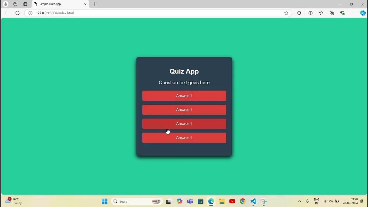 Build a Simple Quiz App with HTML, CSS & JavaScript | Full Tutorial #html #css #javascript - YouTube
