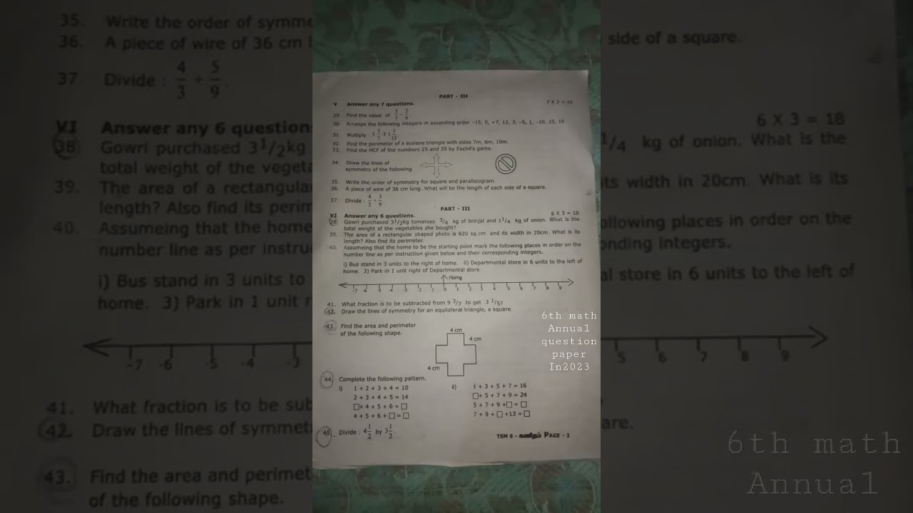 6th Maths Question Paper In 2023 YouTube 6th Maths Question Paper In 2023 YouTube
