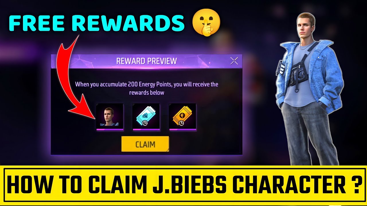 HOW TO CLAIM JUSTIN BIEBER CHARACTER FREE FIRE | J.BIEBS CHARACTER FREE ...