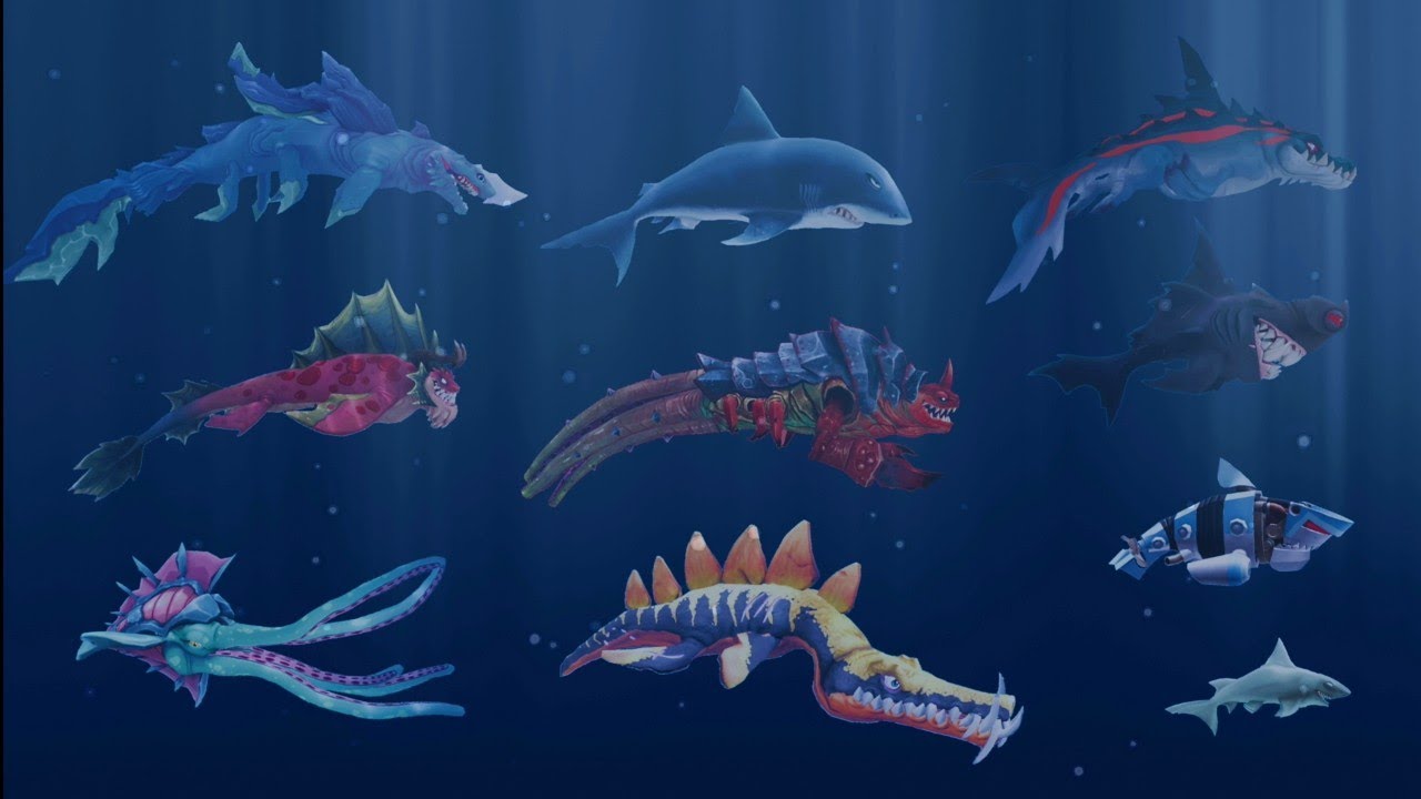 Hungry shark sea monsters size comparison ( Leviathan update ) - YouTube