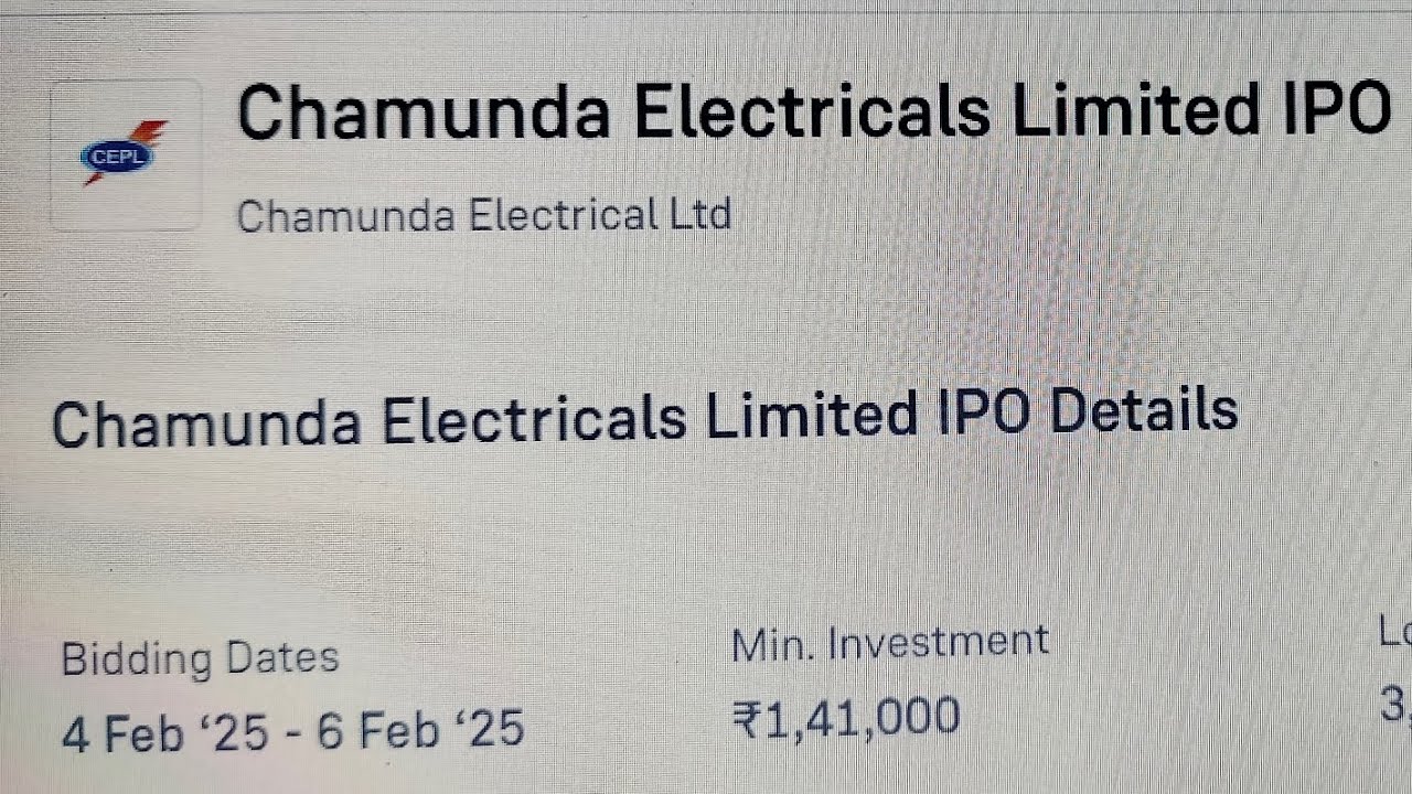 chamunda electricals limited IPO - YouTube