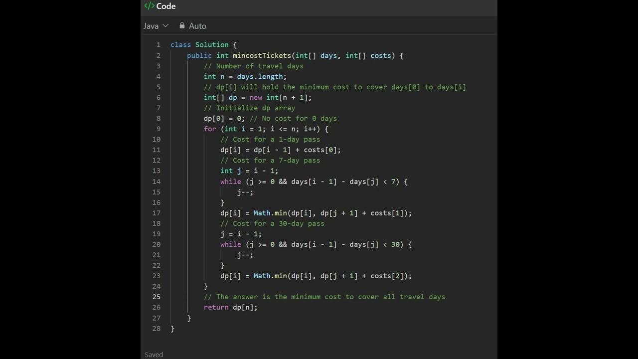 983 Minimum Cost For Tickets - YouTube