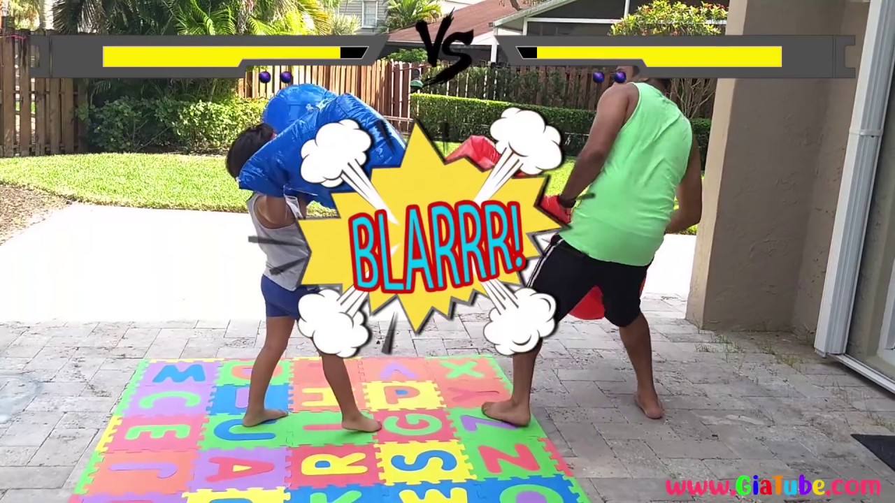 MEGA Fun Fight With Inflatable Boxing gloves CHALLENGE - YouTube