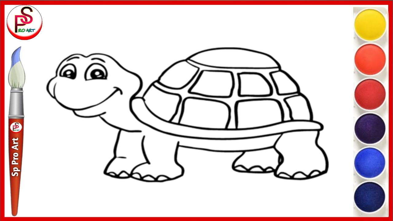 Easy Turtle Drawing, Painting and Coloring for Kids & Toddlers | Learn ...