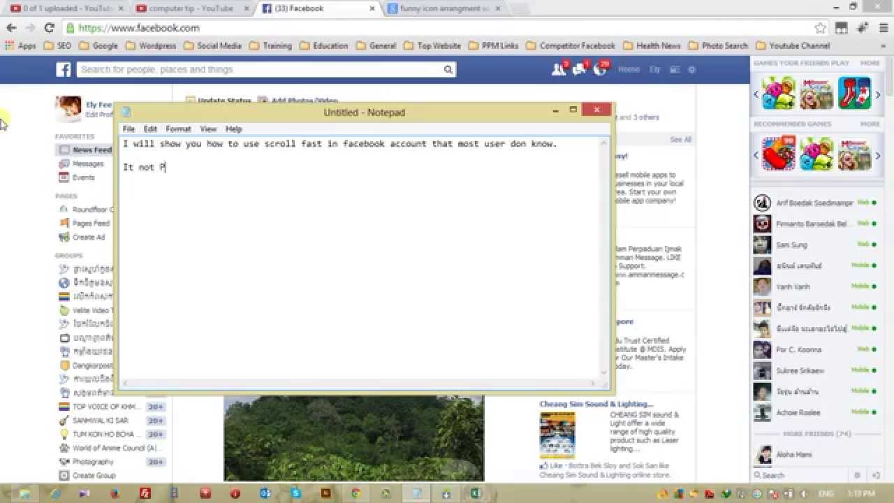 Very Fast Scroll bar in Facebook Account that you dont know - YouTube