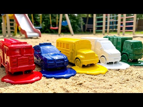 Paint & Wash! 🎨 Colorful Toy Truck Adventure | Learn Colors Red, Blue, Yellow, White & Green