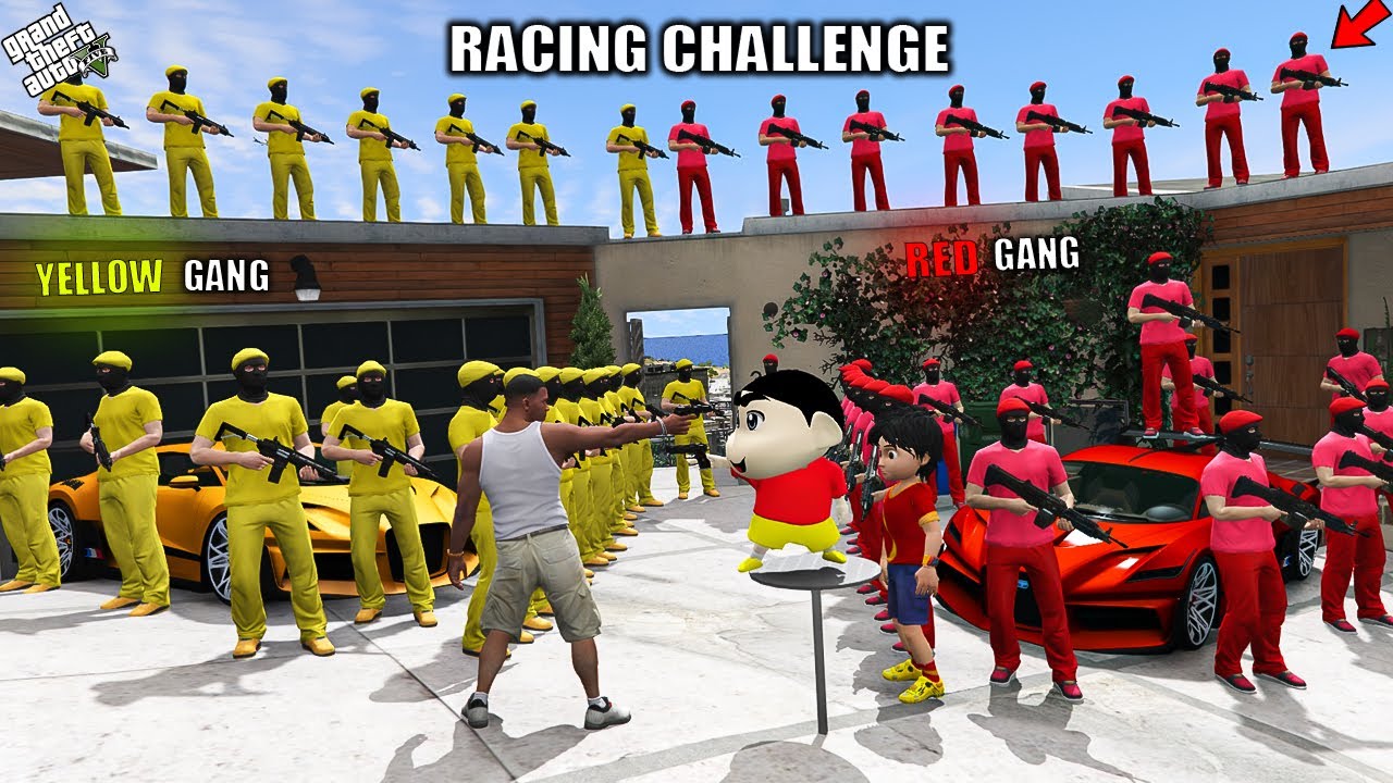 GTA 5 : Franklin Yellow Gang vs Shinchan Red Gang Car Racing Challenge ...