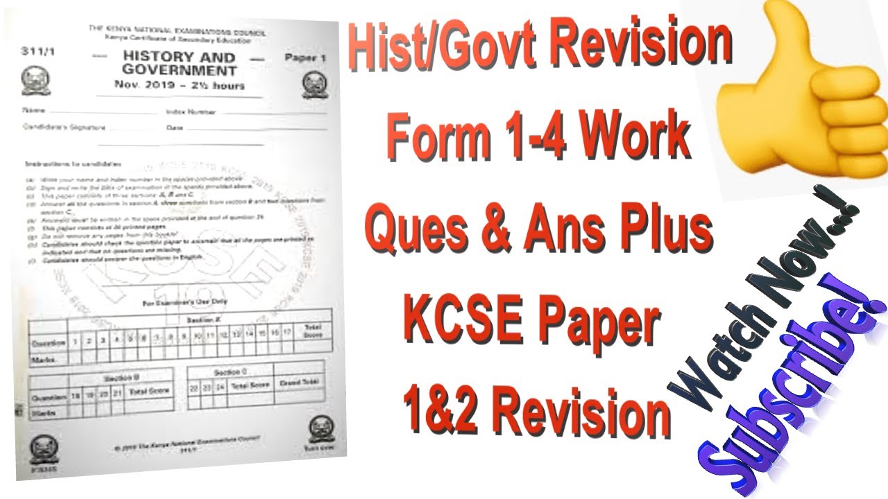 History & Govt Paper 2 Section BRevision (30 Mks) | Questions & Answers ...