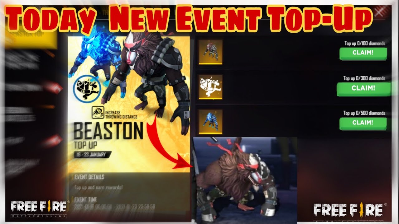 New Pet Beaston Skin | Free Fire New Top Up Event | Today New Top Up ...