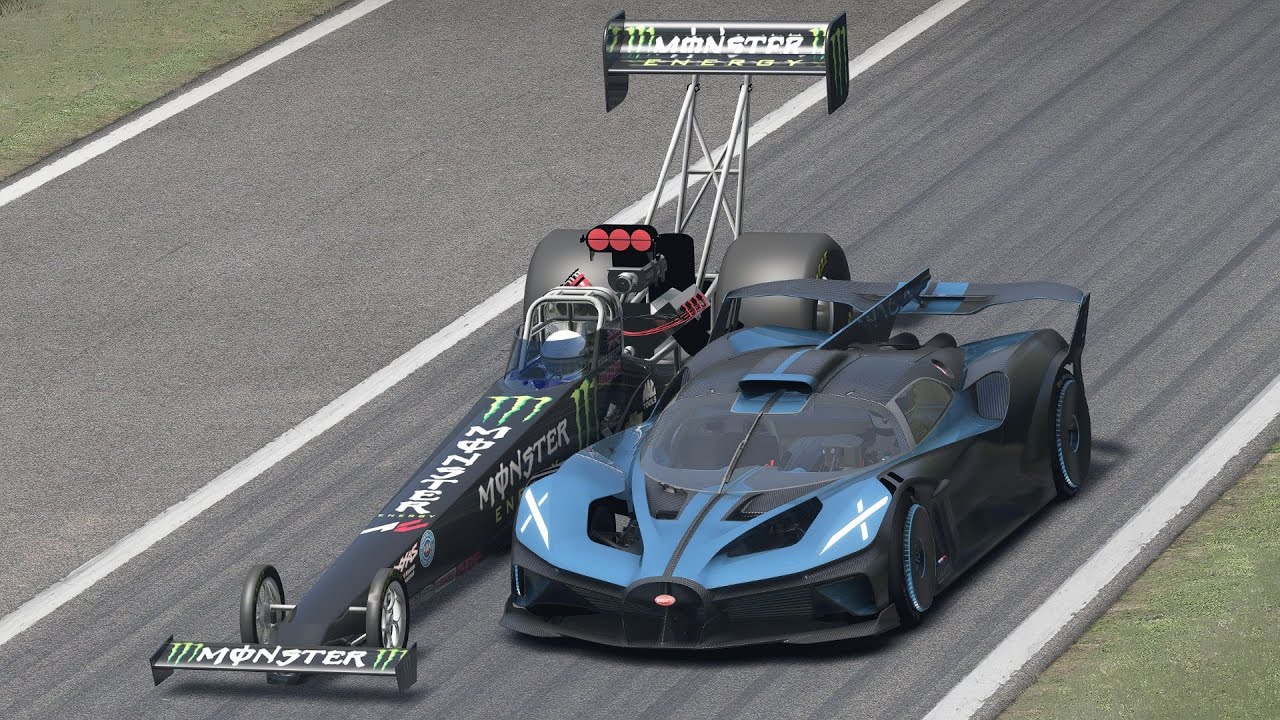 The FASTEST Racing on Earth - Bugatti Bolide vs NHRA Top Fuel Dragster ...