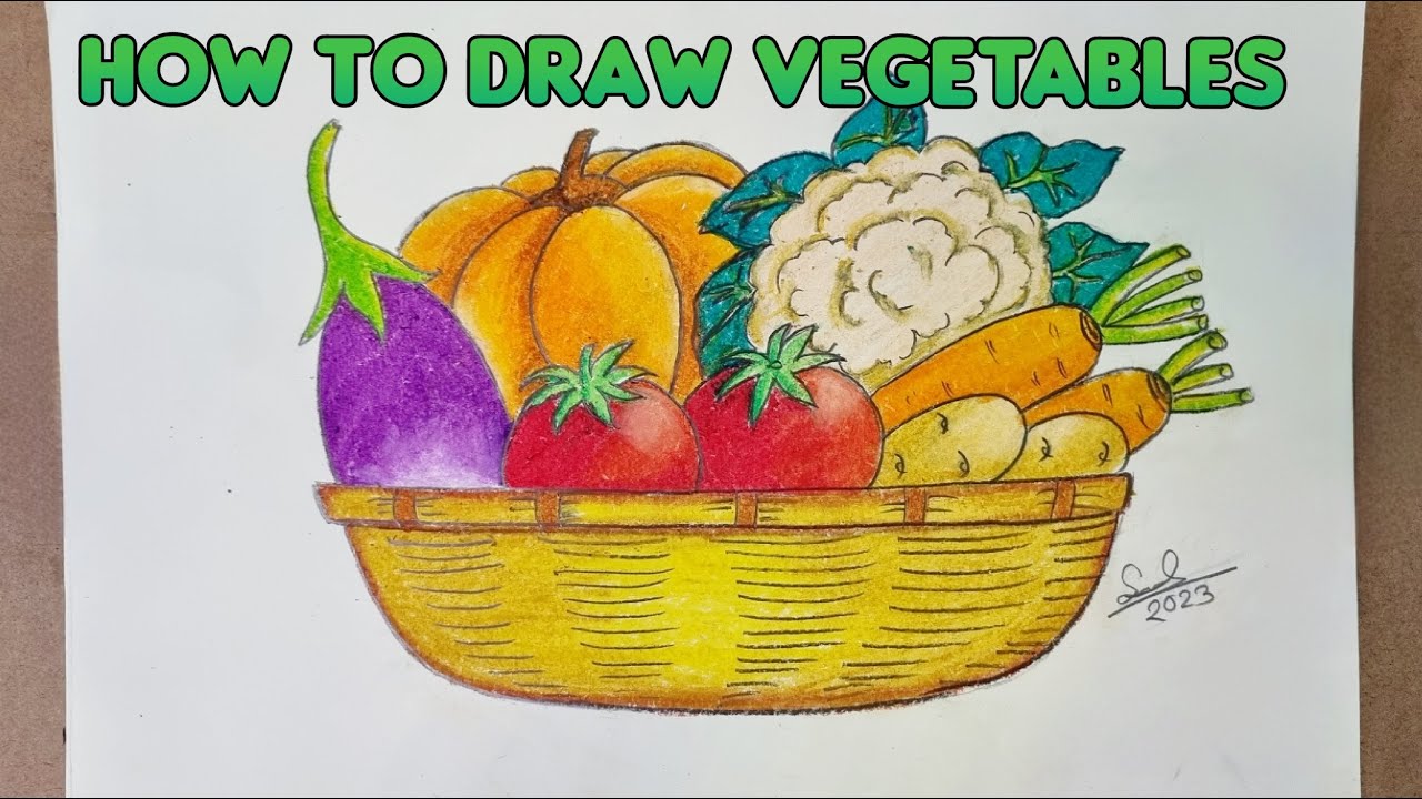 How To Draw Vegetable Basket || Step By Step|| Easy Drawing For ...