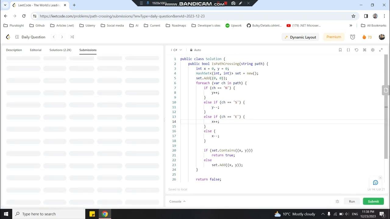 1496 Path Crossing Leetcodeuz Youtube