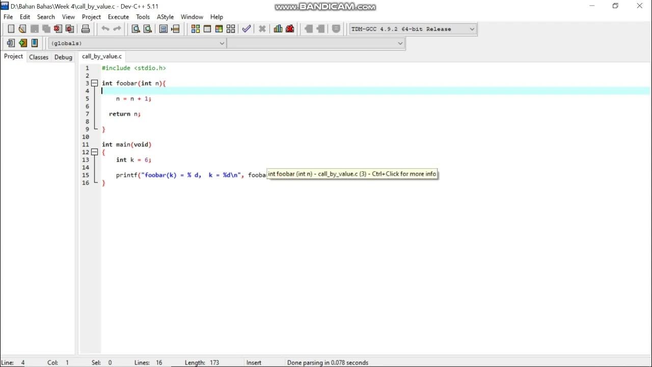 Pemrograman Bahasa C - Materi 28 - Call by Value (Code Walkthrough ...