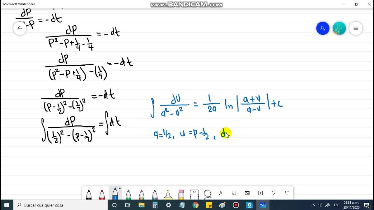 17. dP/dt=P-P^2. Variables separables. Alexander Estrada - YouTube