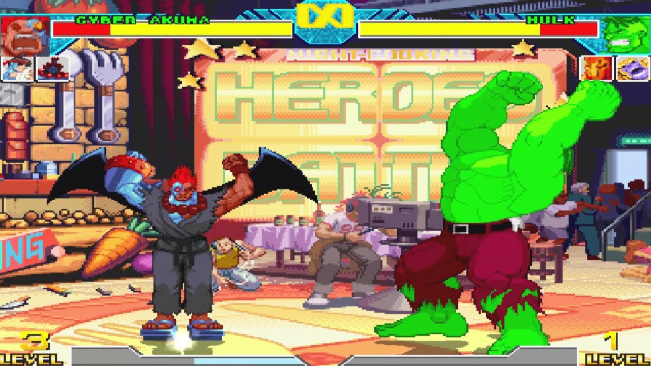 Cyber Akuma & Cyber Ryu & Z Akuma VS Hulk & Thanos I Marvel vs Capcom ...