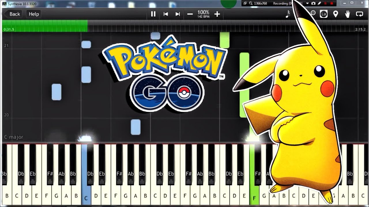 Pokemon Go - Piano Tutorial - How to play - Walking [Map Theme] - YouTube