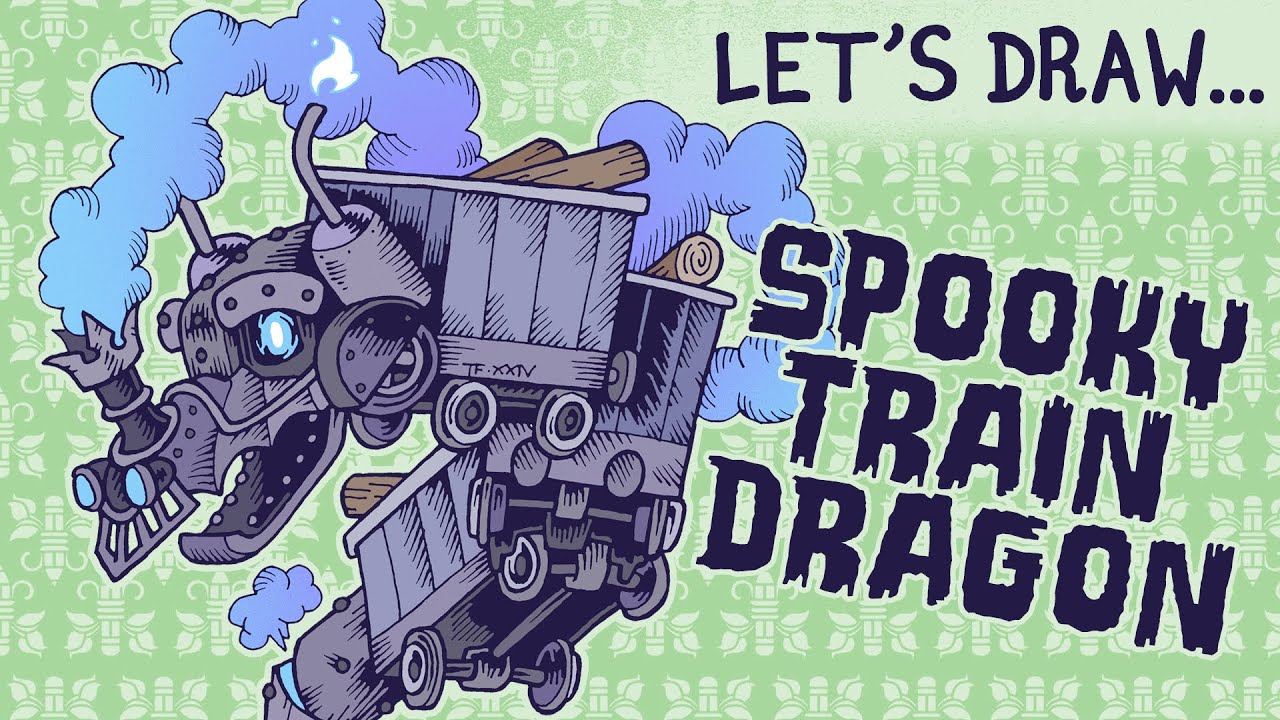 Let’s Draw: Spooky Train Dragon! - YouTube