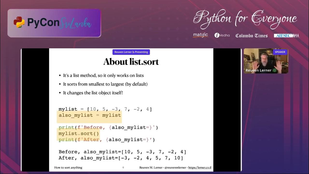 How to sort anything by Reuven Lerner at PyCon Sri Lanka 2022 - YouTube