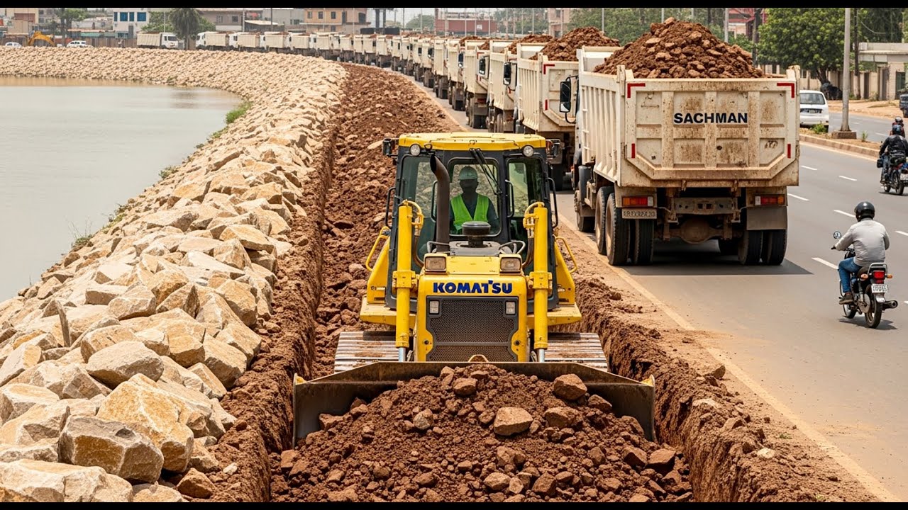 The Next Base Filling! Perfect Bulldozer Skill Spreading Crushed Rock ...