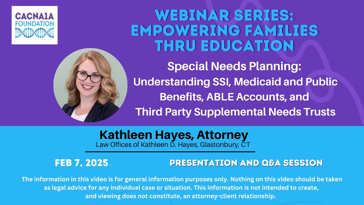 Estate and Special Needs Planning Webinar, Kathleen Hayes, Esq. - YouTube