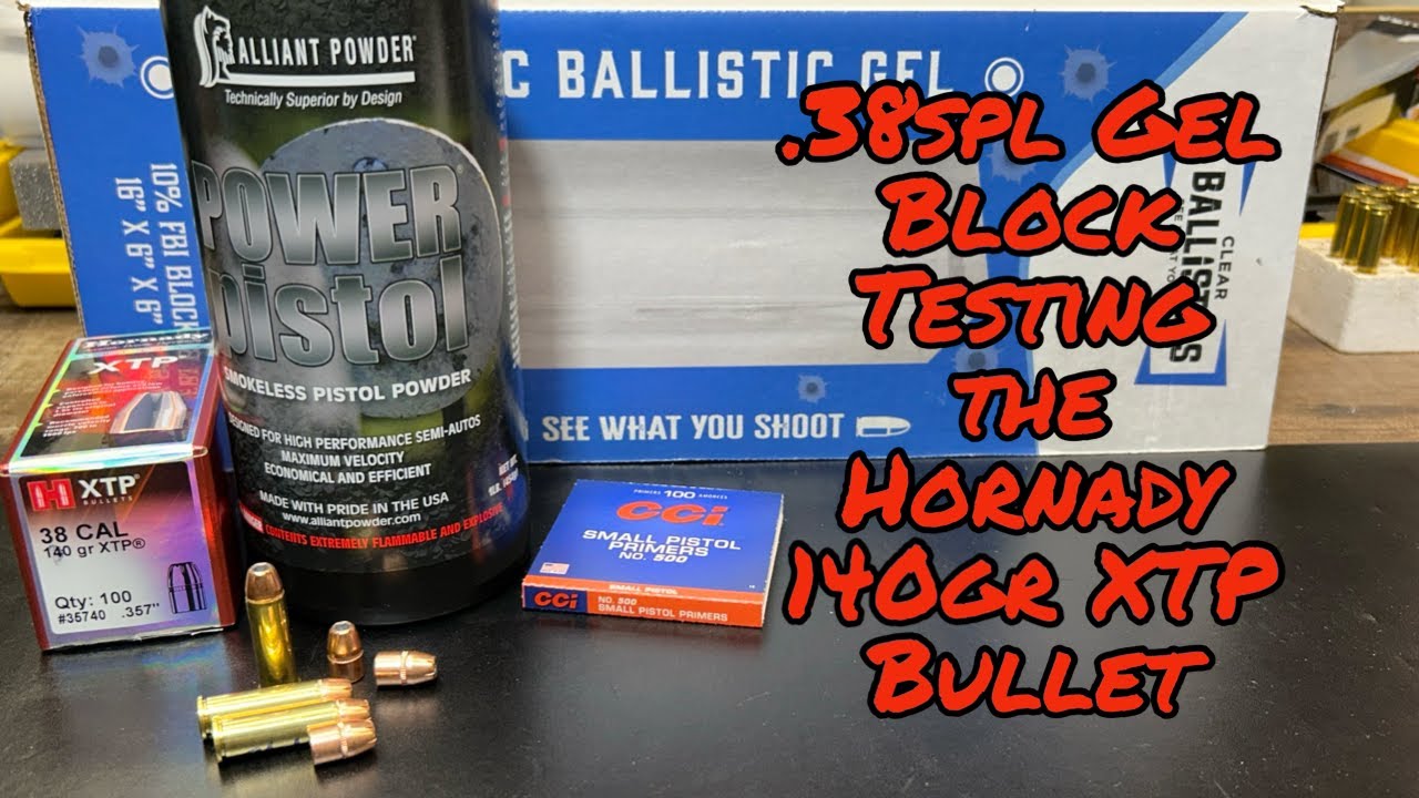 .38spl Hornady 140gr XTP Bullet, Gel Block Testing with the with 5 ...
