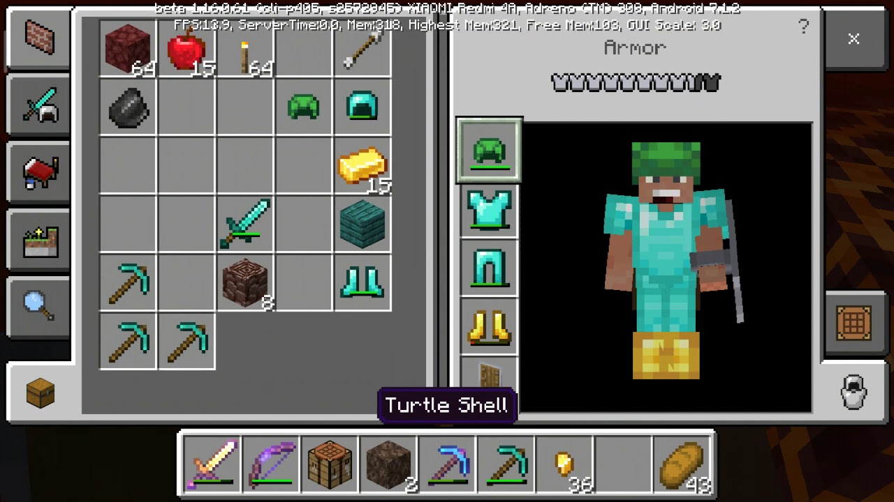 Bug mcpe-beta 1.16.0.61 turtle helmet - YouTube