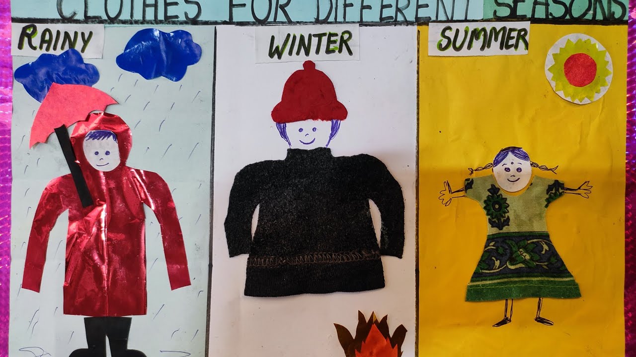 E.V.S Art Activity#Clothes for different season# project work ...