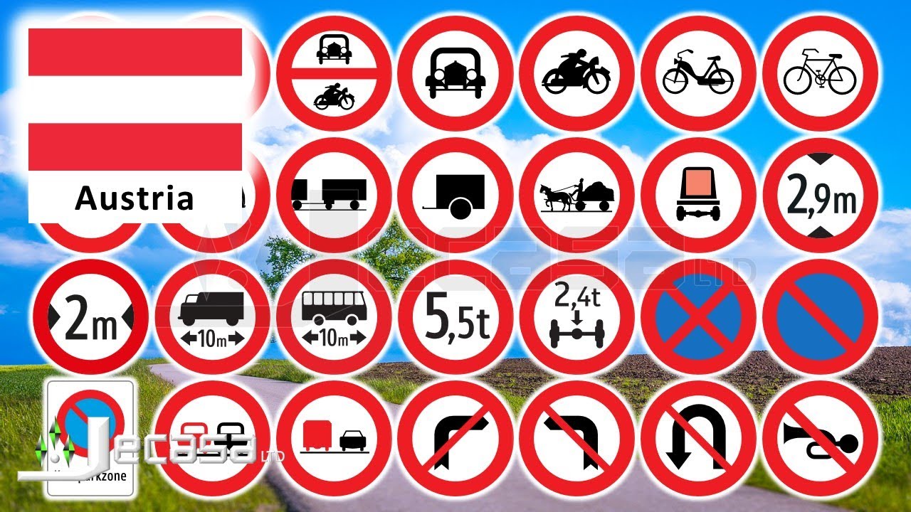 Prohibitory Traffic-Road Signs in Austria (Vienna, Graz, Linz, Salzburg ...