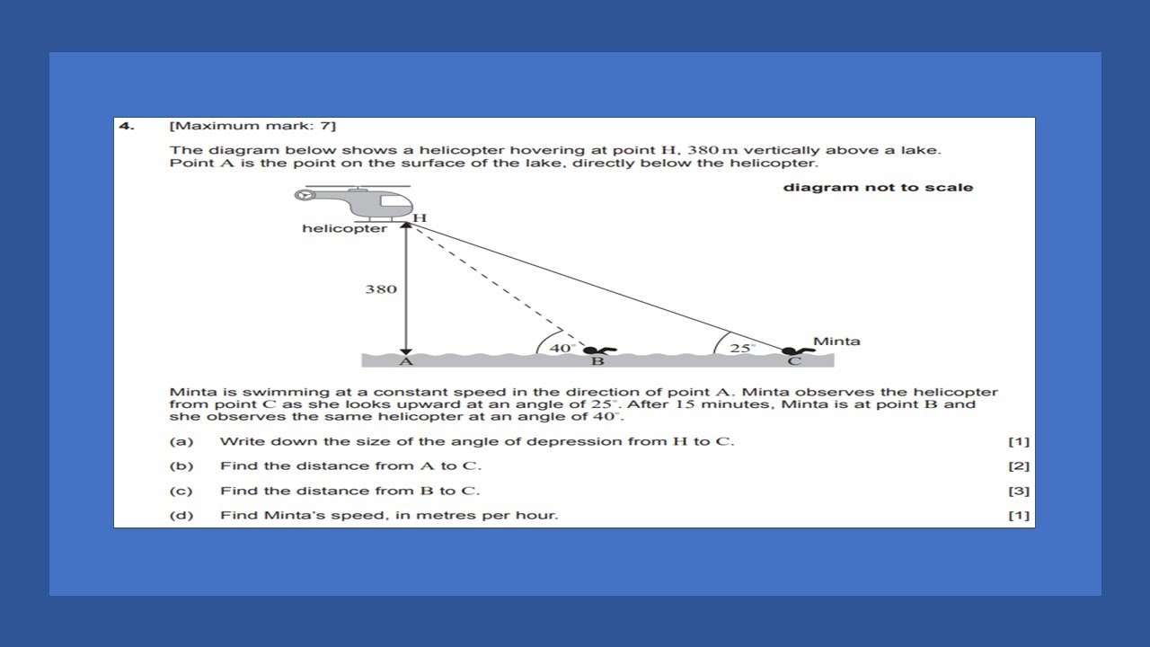 IB MATH AI SL Trigonometry Ex 5 Angle Of Depression Paper 1 TZ2 May ib-math-ai-sl-trigonometry-ex-5-angle-of-depression-paper-1-tz2-may
