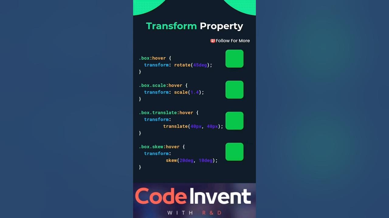 Learn Transform Property Using Css Css Codeinvent Youtube