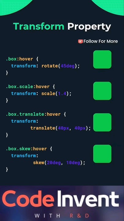 Learn Transform Property Using Css Css Codeinvent Youtube