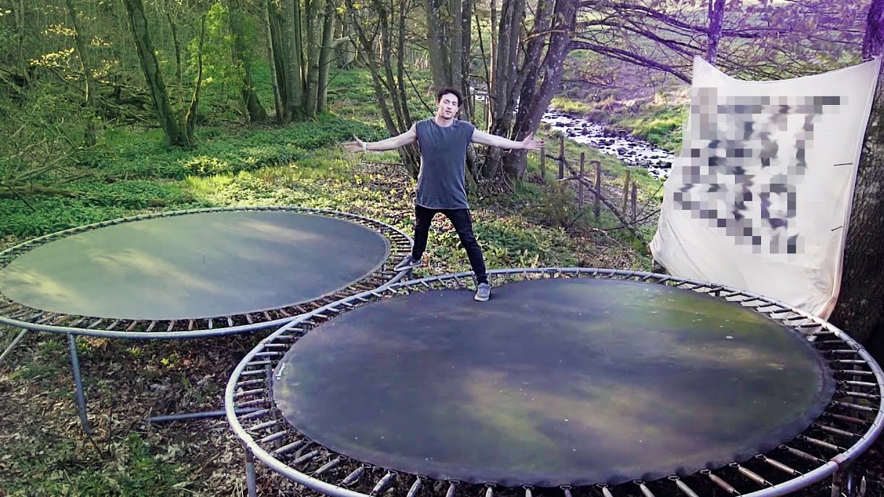 BUILDING A TRAMPOLINE PARK IN THE FOREST! - YouTube