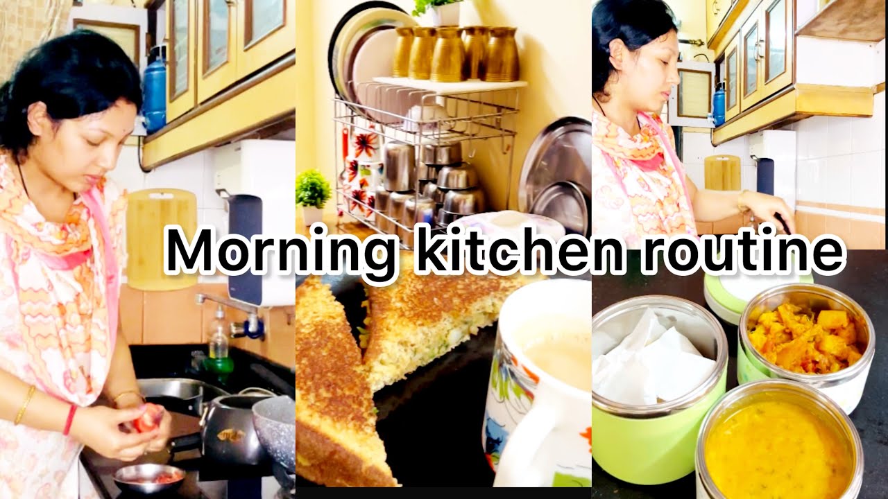 Morning Kitchen Routine | Indian Morning Routine (Breakfast + lunch ...