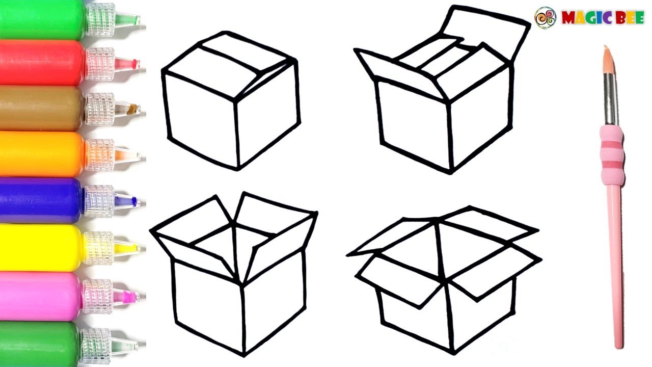 CARDBOARD BOX DRAWING | Coloring For Kids And Toddlers # 176 - YouTube