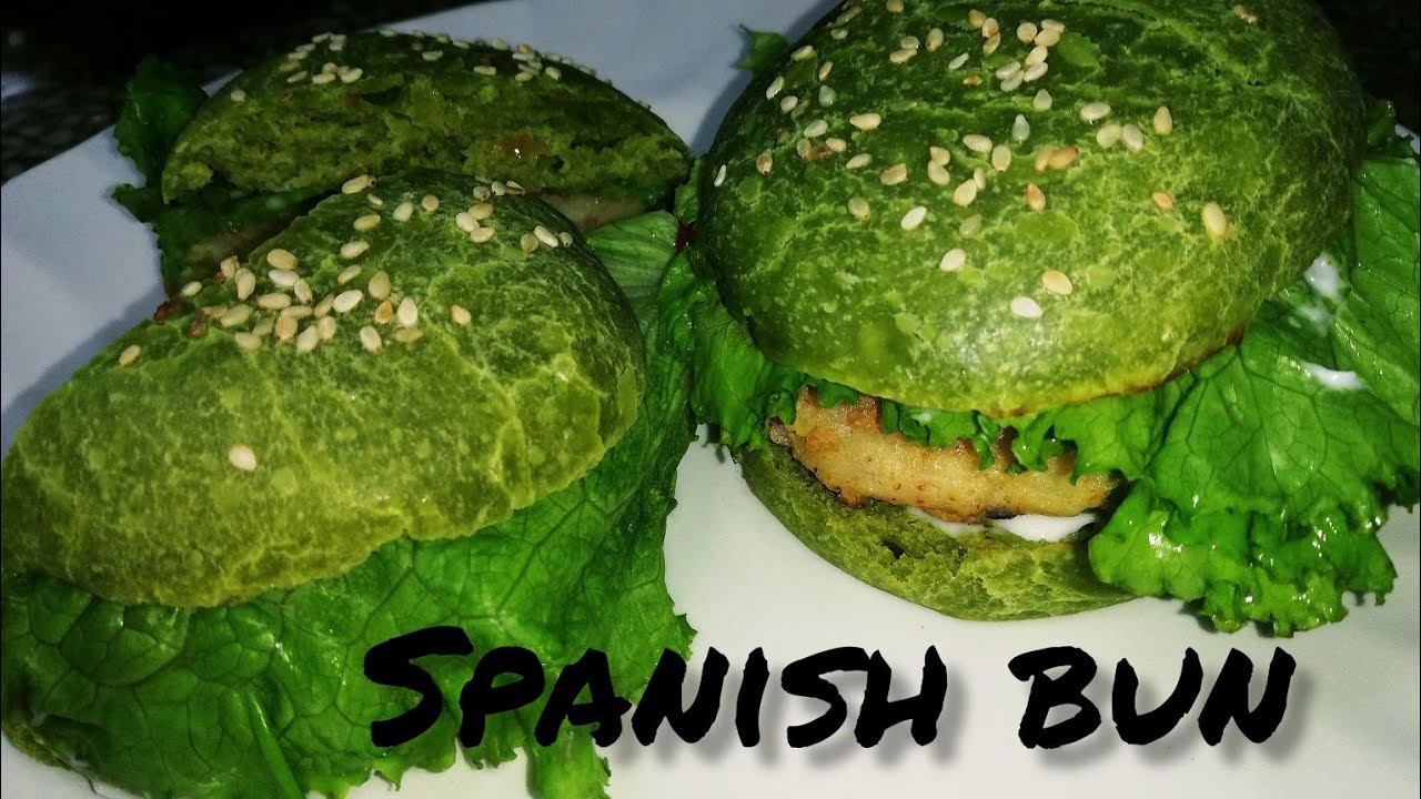 how to make a burger bun | palak bun recipe | spinish burger bun ...