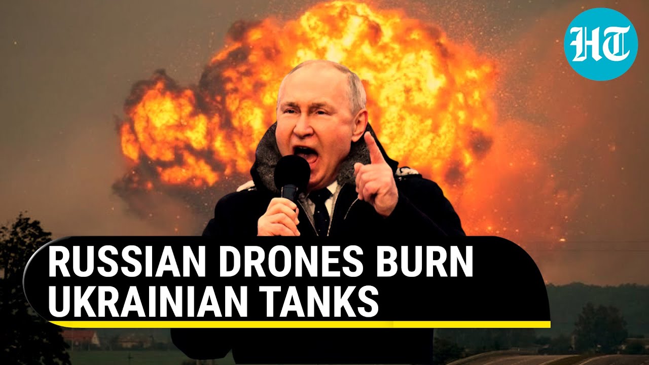 On Cam: Russian Drones Blow up Camouflaged Ukrainian Tanks Firing from ...