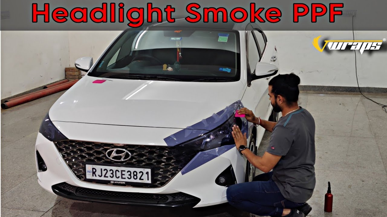 Smoke PPF installation on Headlight / Backlight | Verna Headlight ...