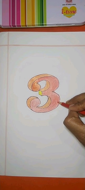 Easy 3D Number Three Drawing 💖 #shorts #youtubeshorts #creativeart # ...