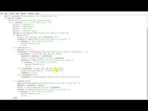 ATM Machine Python program - YouTube