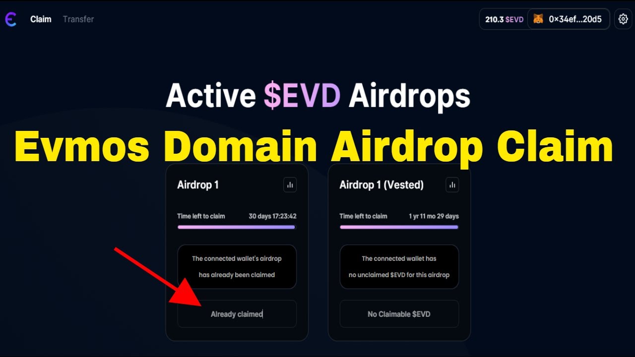 $EVD Airdrops Claim | Evmos Domain Airdrop Claim - YouTube