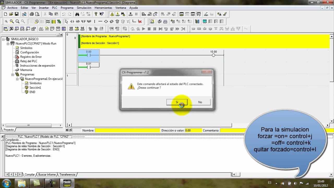 CX PROGRAMMER, CX SUPERVISOR: ENCENDIDO DE UNA LÁMPARA MEDIANTE ...