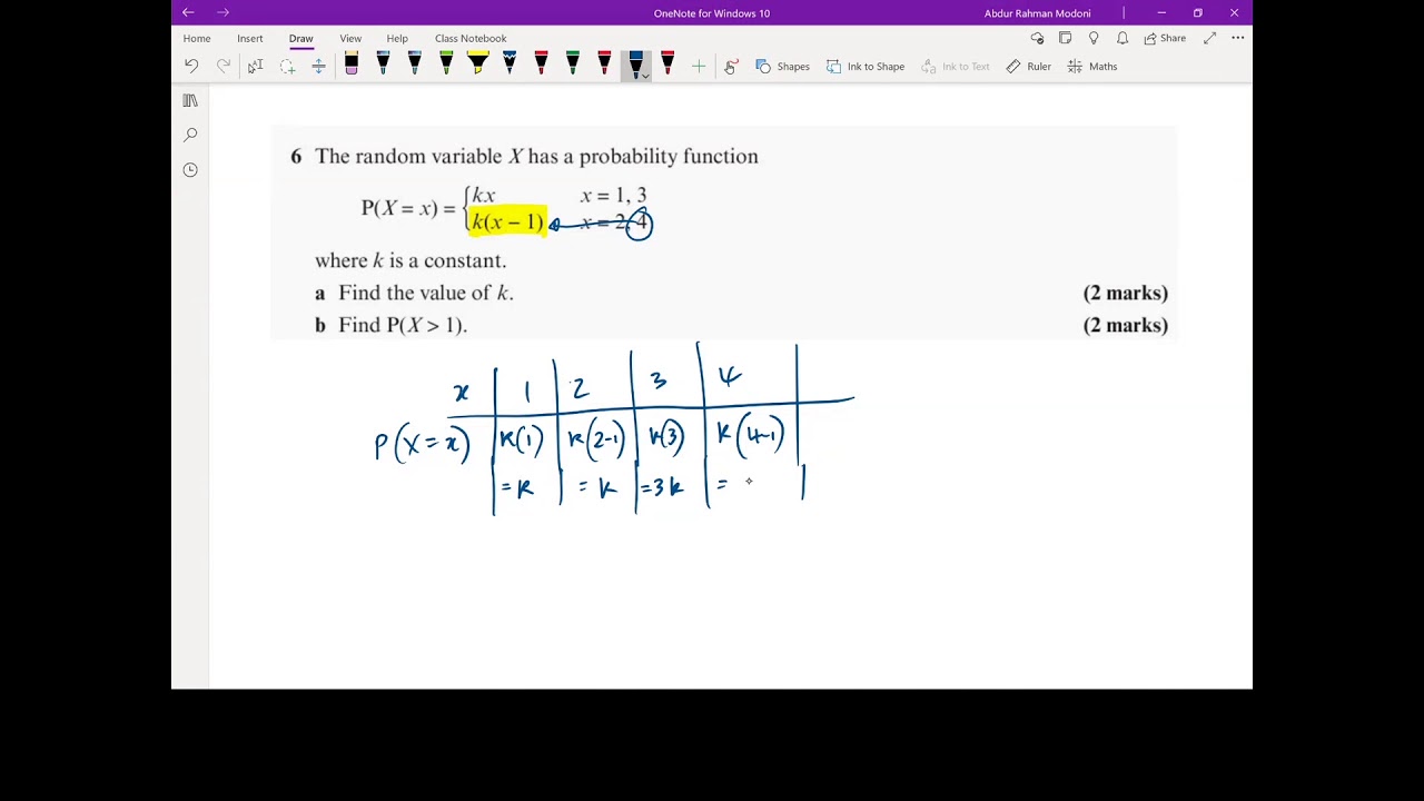 Stats 1 Ch6 Probability Distributions Discrete Non uniform Distribution ...