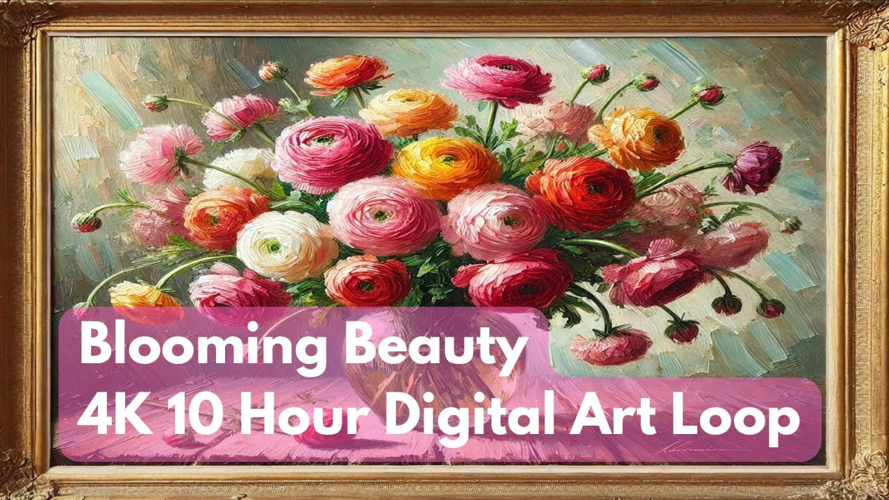 Blooming Beauty: Vibrant 10-Hour 4K Flower Oil Painting Loop - YouTube