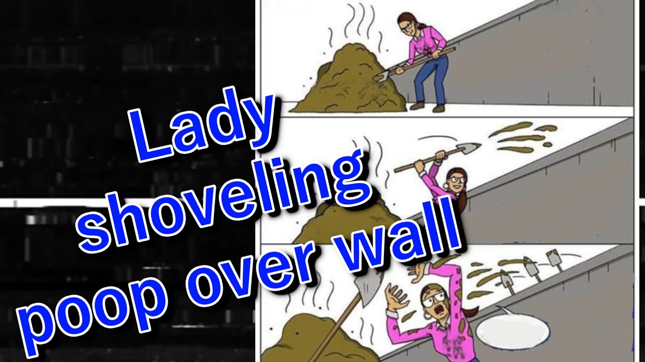 Lady shoveling poop over wall - YouTube