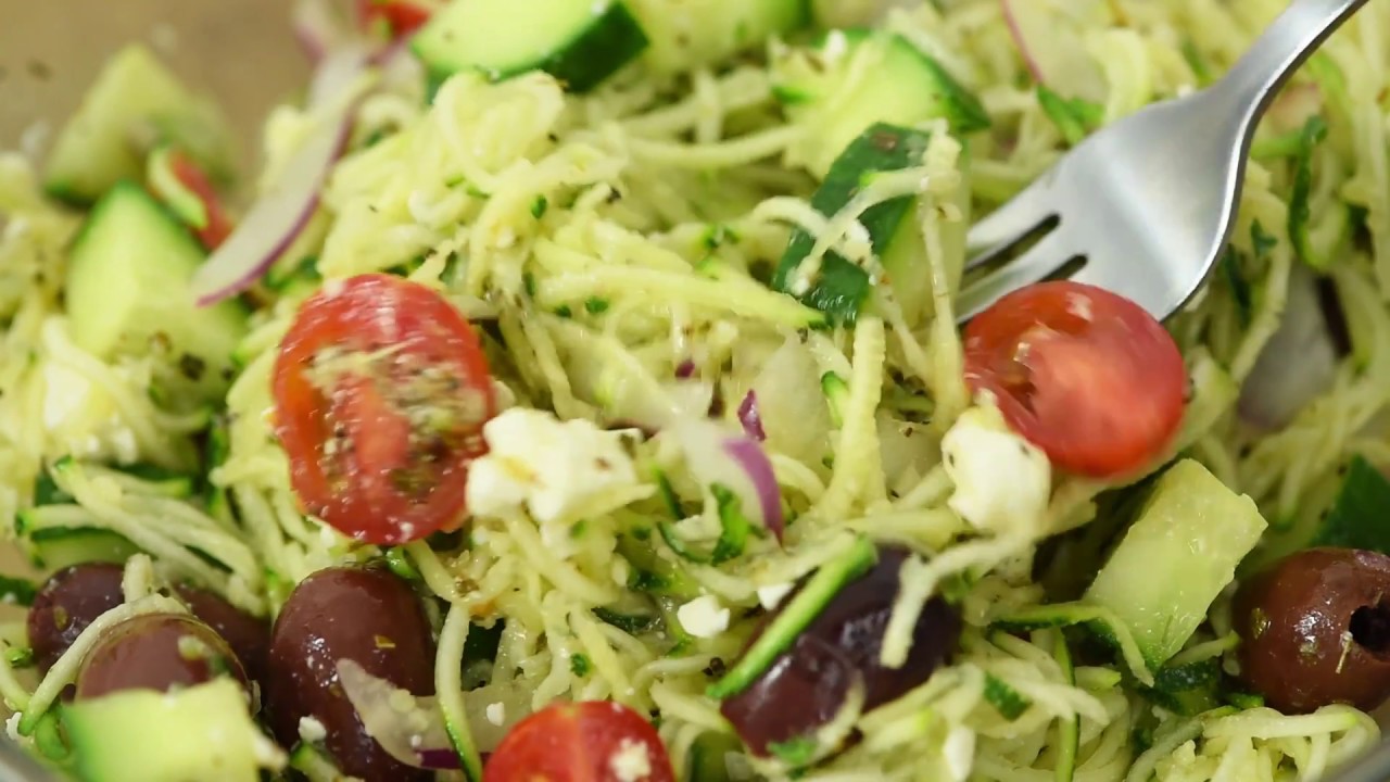 Club Chefman Recipe- Greek 'Zoodle' Salad - YouTube