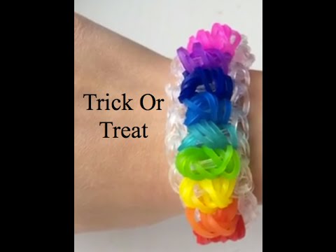 How To Make A Rainbow Loom Trick Or Treat Bracelet - Easy - YouTube