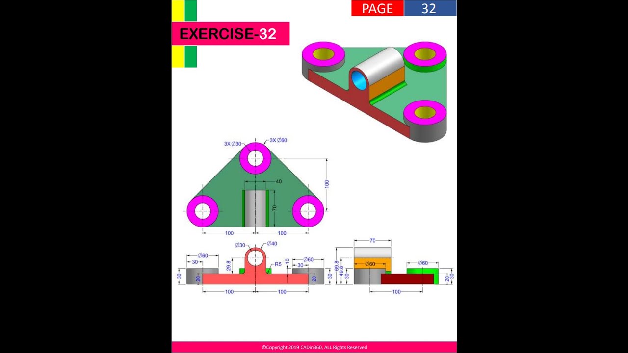 Tugas Video SOLIDWORK EXERSICE-32 - YouTube