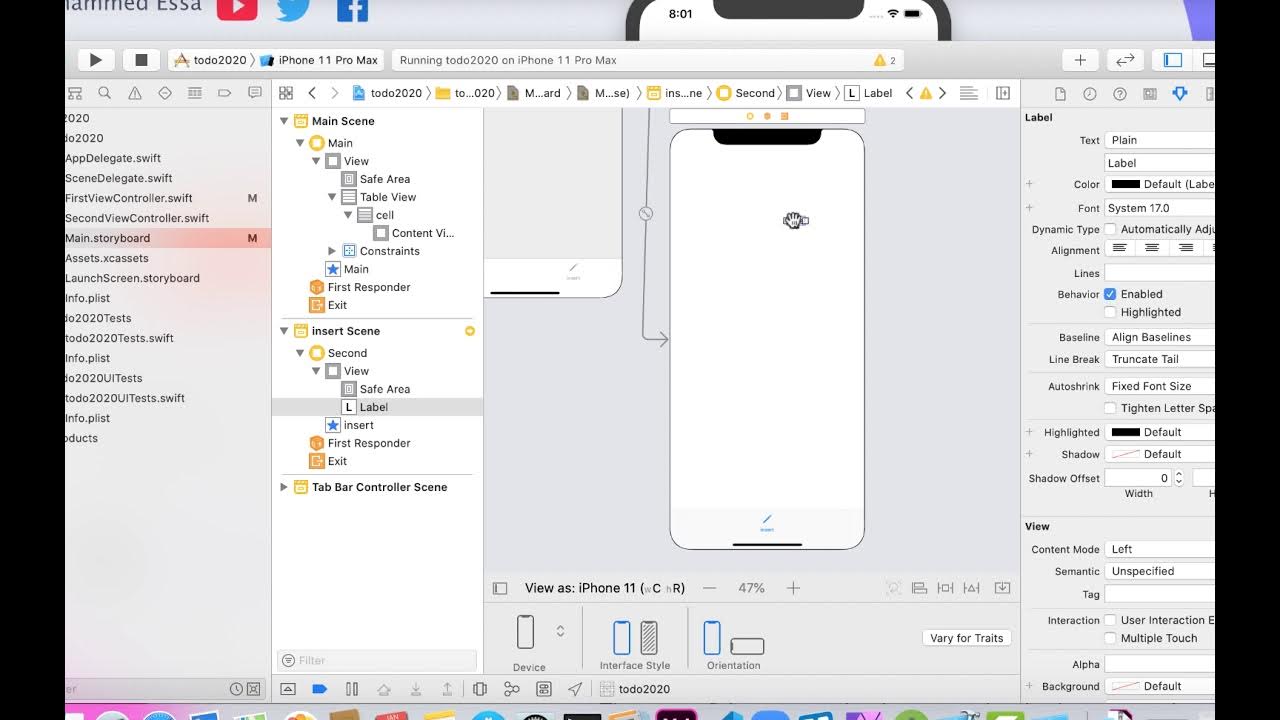 46 Swift Xcode Table View Controller & store data - YouTube