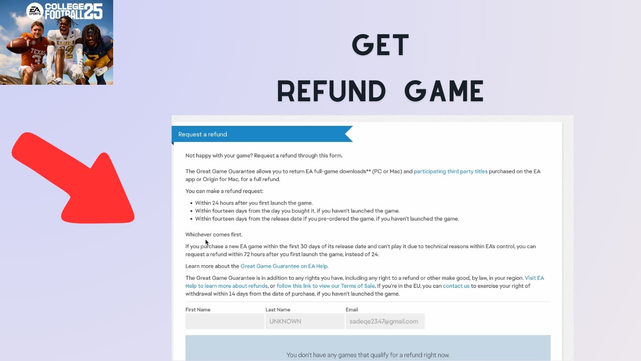 How to Request Refund for college Football 25 - YouTube