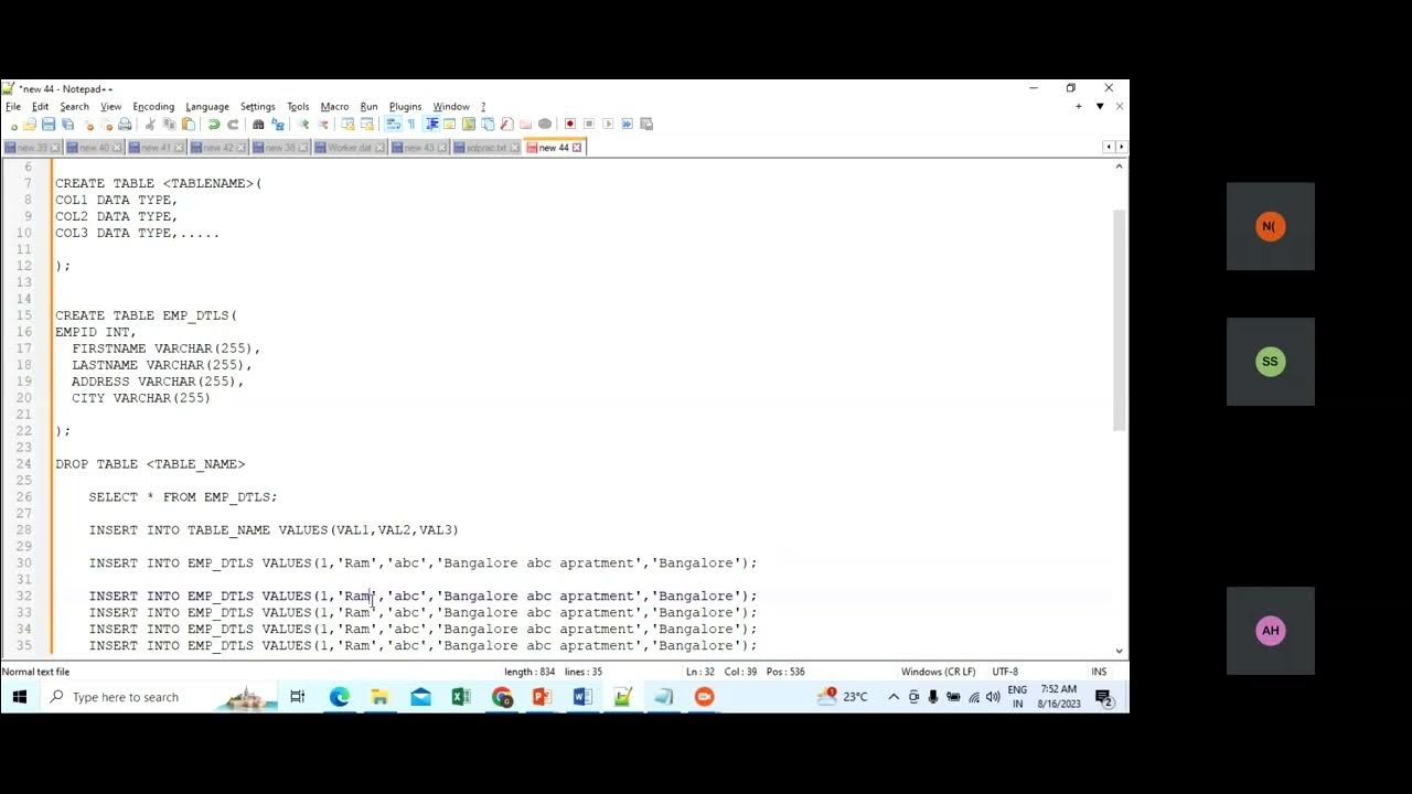 Tables Constraints and Basic DDL commands - YouTube